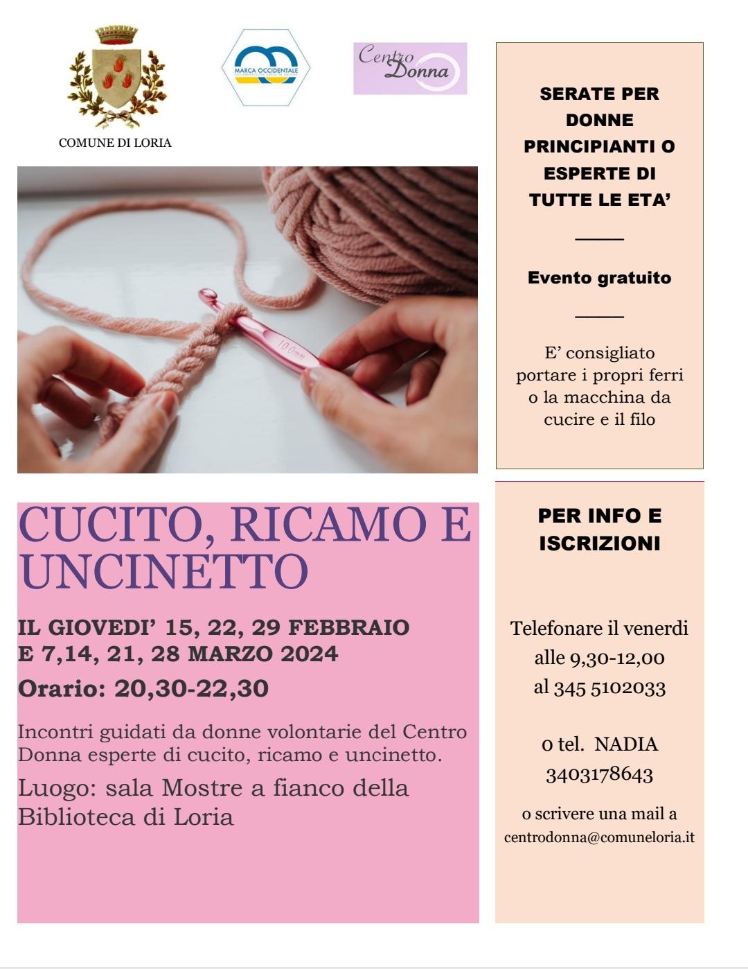 Comune di Loria - Cucito, Ricamo & Uncinetto